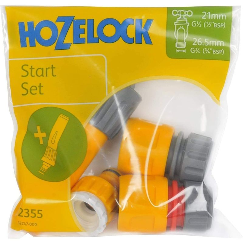 Hozelock 2355 Garden Hose Pipe Starter Set Kit Tap Adapter Connectors Nozzle DIY
